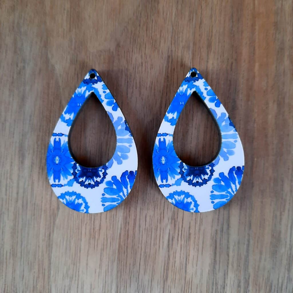Blue Tie Die Teardrop Cutout Earrings - WonderTree